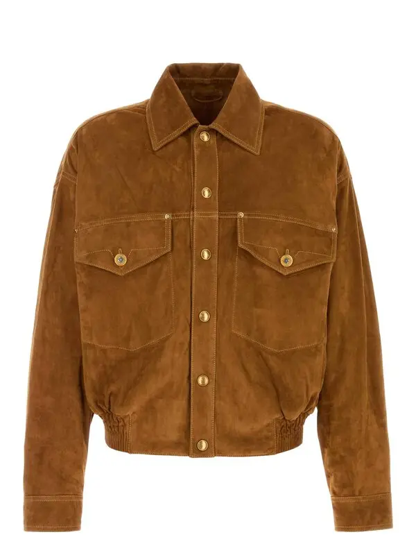 Versace Lamb Lined Cotton Blouson Jacket - 1nn90brown