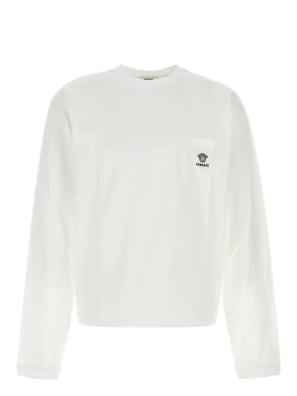 Versace Cotton T-shirt With Embroidered Detail - White