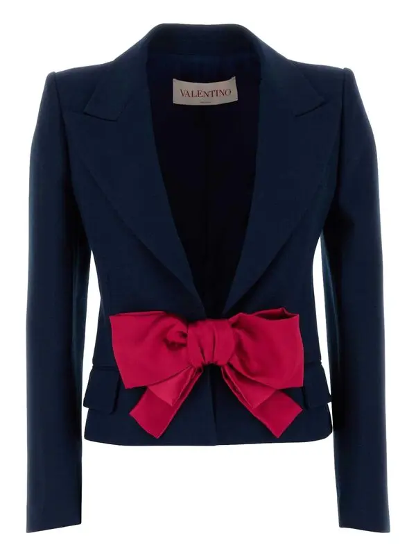 Valentino Garavani Viscose Blazer With Bow Detail - Blue