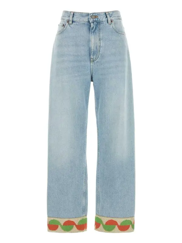 Valentino Garavani Embroidered Denim Jeans - Blue