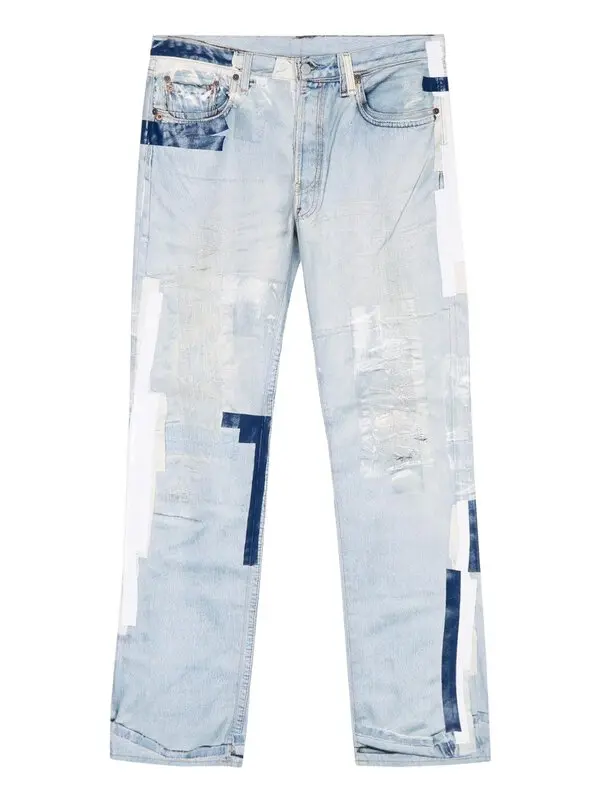 Acne Studios Patchwork Light Wash Denim Trousers - Lightblue