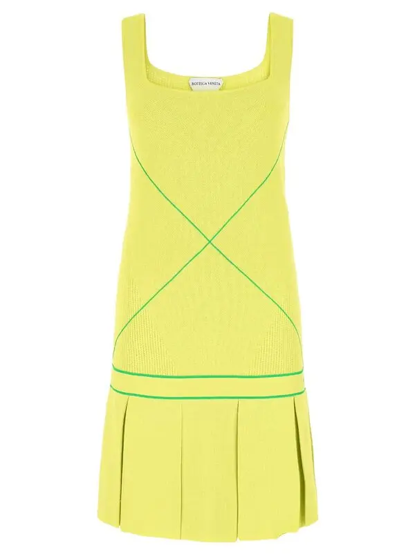 Bottega Veneta Viscose-blend Dress With Pleated Skirt - Green