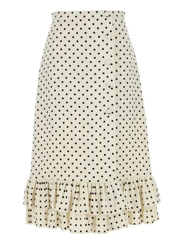 Valentino Garavani Viscose Polka Dot Skirt With Ruffle Hem - Printed