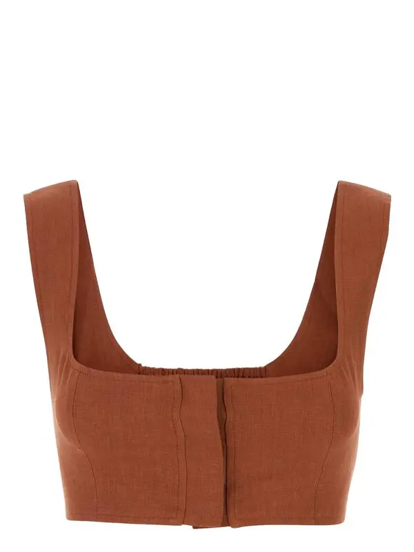 Le Kasha Organic Linen Cropped Top - Red