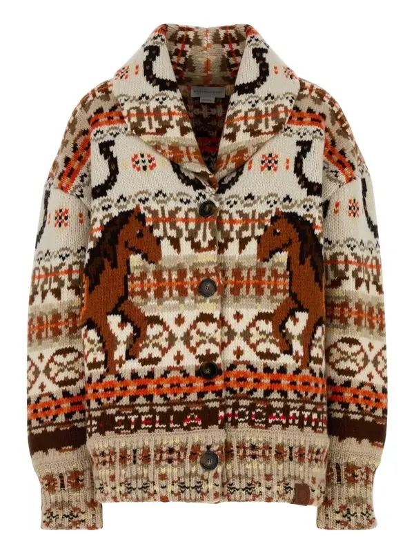 Stella McCartney Embroidered Wool Fair Isle Oversize Cardigan - Printed