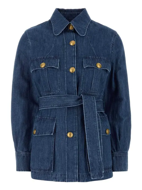 Valentino Garavani Belted Denim Blazer - Blue
