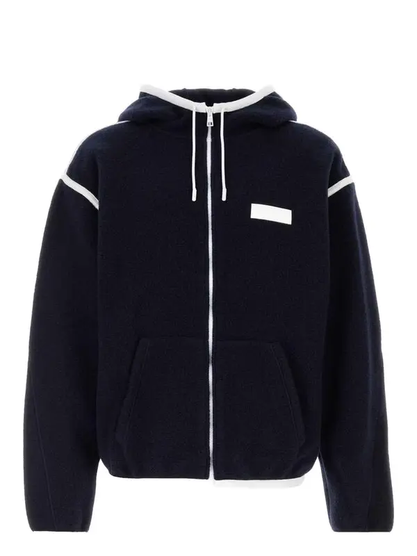 Givenchy Zip Up Wool Blend Jacket With Hood - Blue