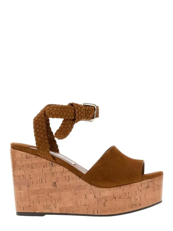 JIMMY CHOO Jori Suede Platform Wedge Pumps - Camel