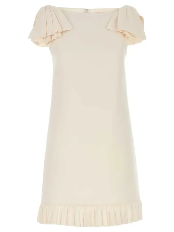 Valentino Garavani Ivory Wool-blend Mini Dress With Silk Lining - White
