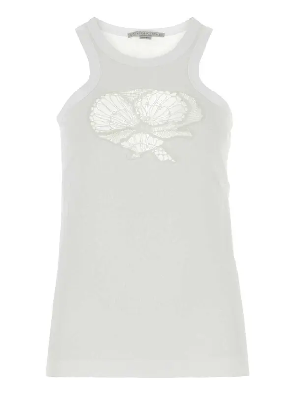 Stella McCartney Lace Applique Cotton Tank Top - White