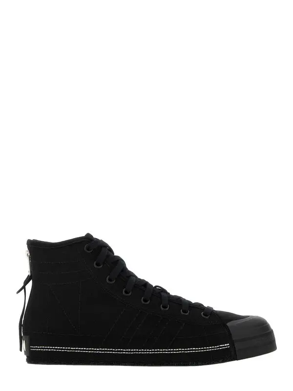 Y-3 YOHJI YAMAMOTO ADIDAS High-top Lace-up Canvas Sneakers - Black