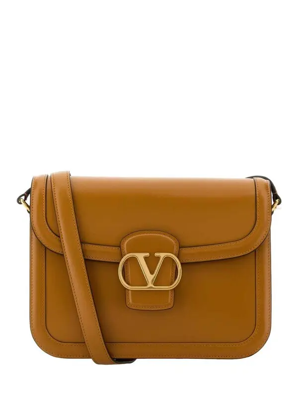 Valentino Garavani 9to5 Leather Shoulder Handbag - Camel