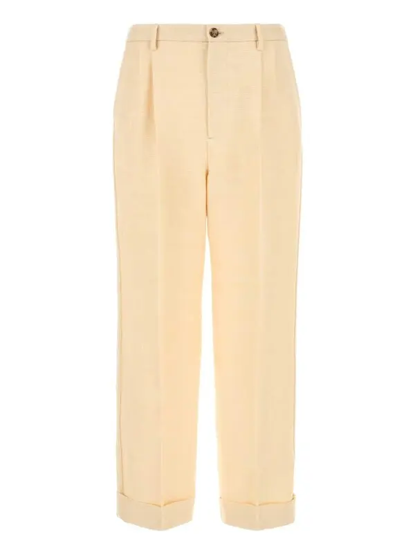 Valentino Garavani Jute Blend Tailored Trousers - Yellow