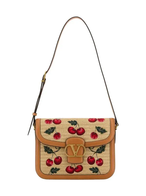 Valentino Garavani Embroidered Raffia Crossbody Handbag - Printed
