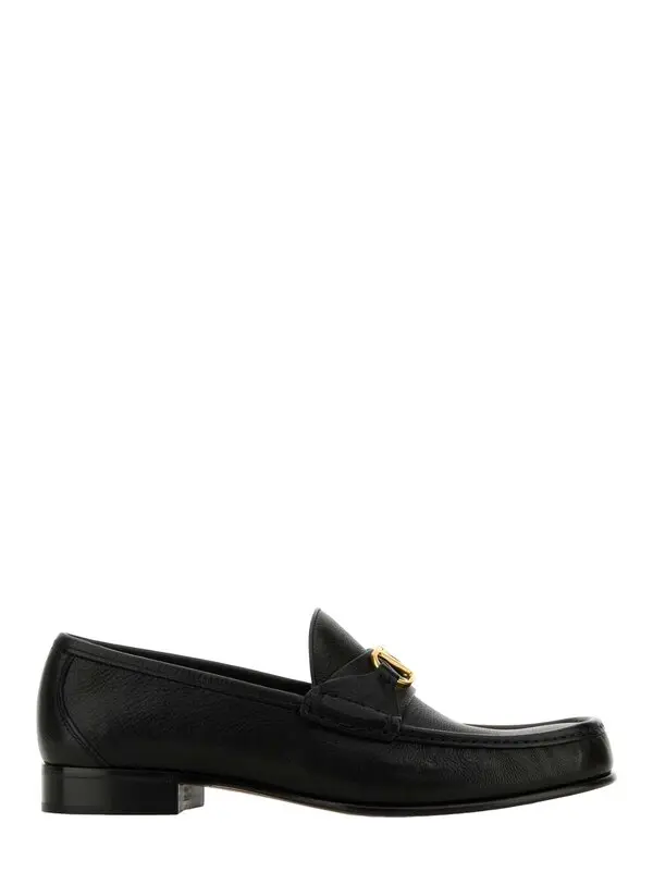 Valentino Garavani Vlogo Leather Loafers - Black