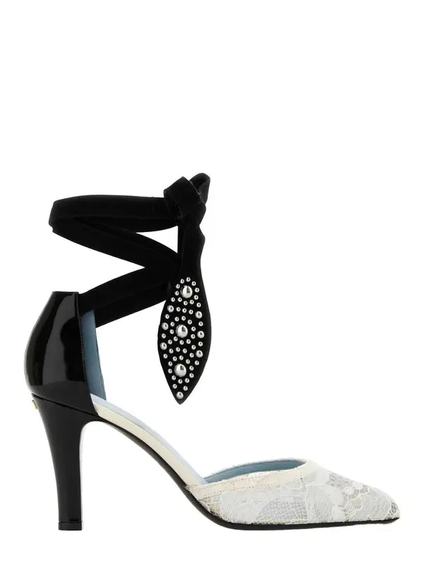 Valentino Garavani Lace And Leather Foliage Detail High Heel Pumps - Multicoloured