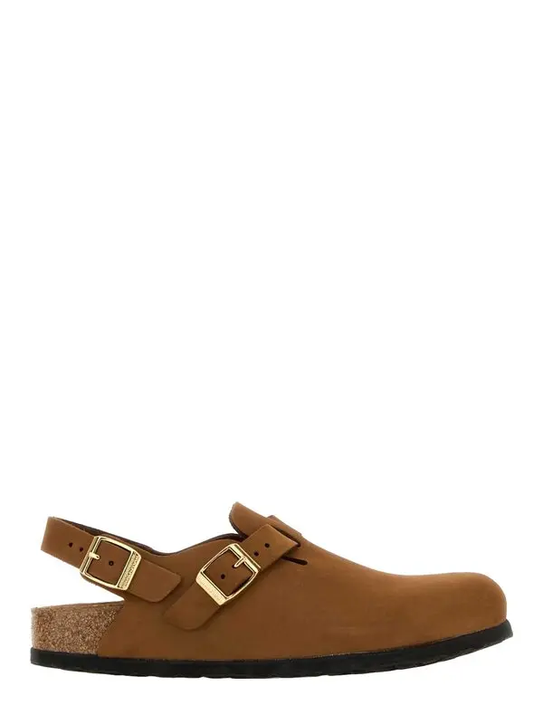 BIRKENSTOCK Leather Tokyo Slip-on Slide With Buckle Detail - Camel