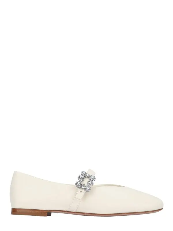 ROGER VIVIER Embellished Buckled Mary Jane Flats - Cire