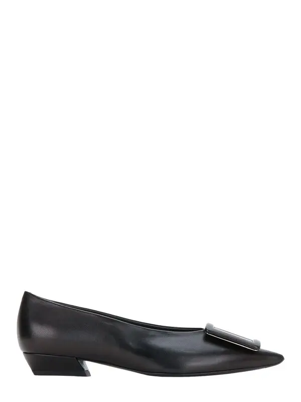 ROGER VIVIER Pointed Toe Covered 'b' Ballerina Flats - Nero