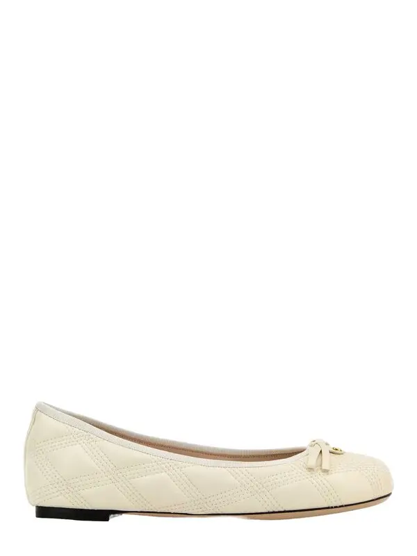 Valentino Garavani Quilted Leather Ballerina Flats With Bow Detailing - White