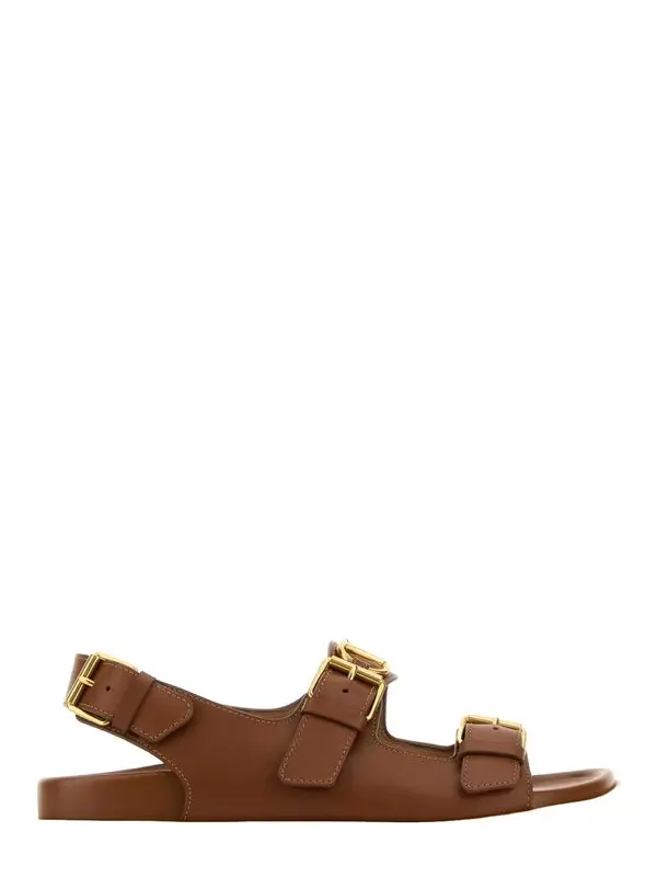 Valentino Garavani Leather Buckled Sandals - Camel