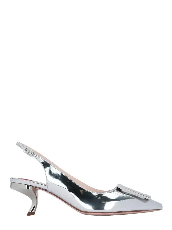 ROGER VIVIER Slingback Loafers With Decorative Heel - Argento
