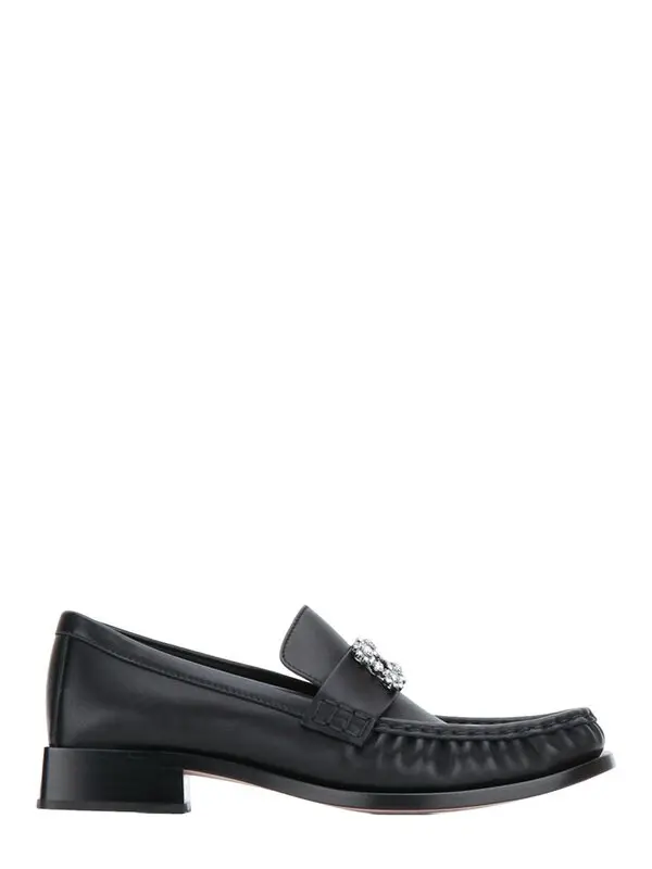 ROGER VIVIER Embellished Moc Toe Loafers - Nero