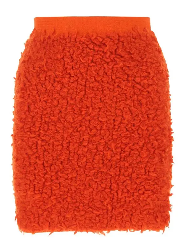 Bottega Veneta Wool Blend Textured Skirt - Red