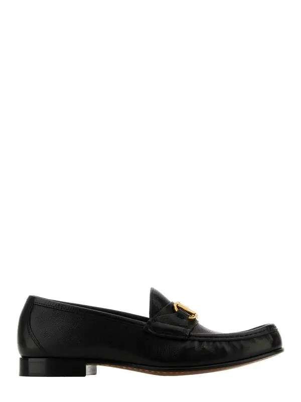 Valentino Garavani Vlogo Leather Loafers - Black