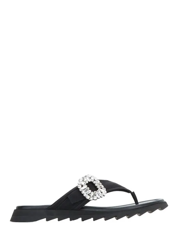 ROGER VIVIER Embellished Thong Flat Slides - Nero