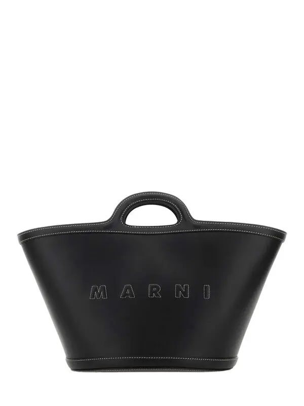 Marni Small Leather Handbag With Top Handle - Black
