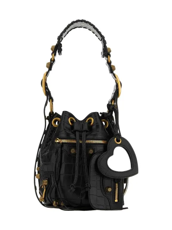 Balenciaga Mini Le Cagole Calf Leather Bucket Handbag - Black