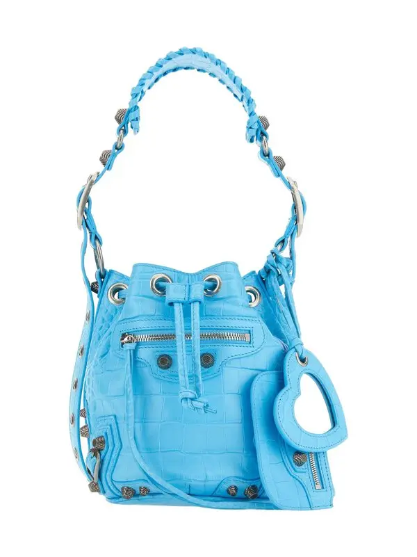 Balenciaga Le Cagole Bucket Handbag In Leather - Light Blue