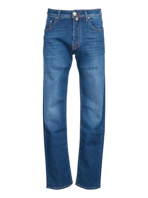 Jacob Cohen Tailored Flat Front Trousers - Mediumblue