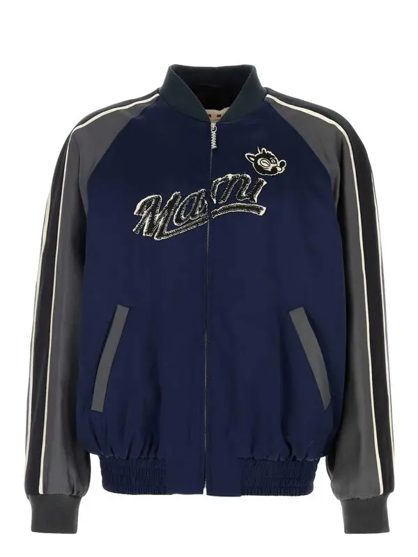 Marni Satin Bomber Jacket - Blue