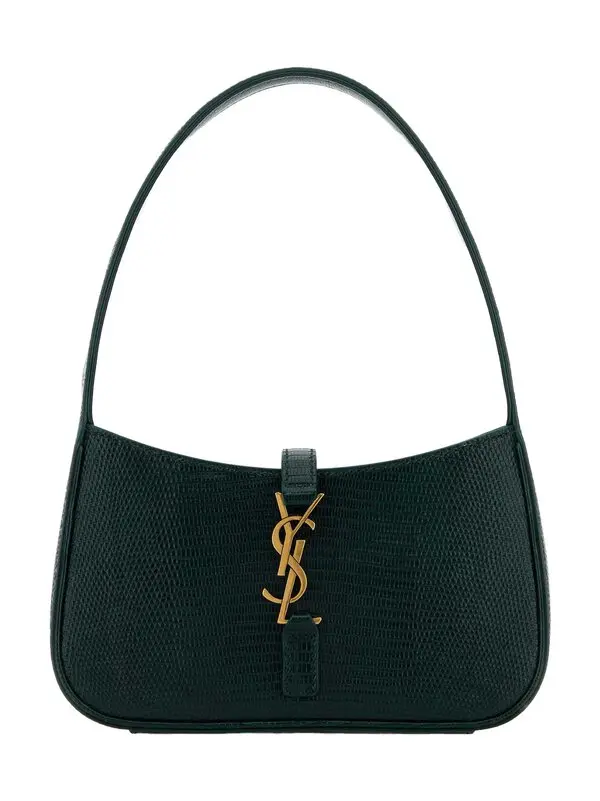 Saint Laurent Le 5 À 7 Mini Leather Handbag With Antiqued Gold-tone Hardware - Green