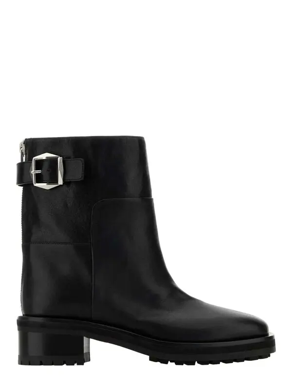 JIMMY CHOO Brooklyn Leather Ankle Boots With 5 Cm Block Heel - Black