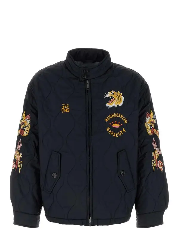 BARACUTA ENGLAND Embroidered Quilted Nylon Bomber Jacket - Blue