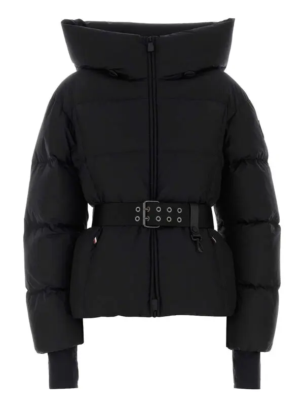 Moncler Quilted Down Jacket With Belt - Black