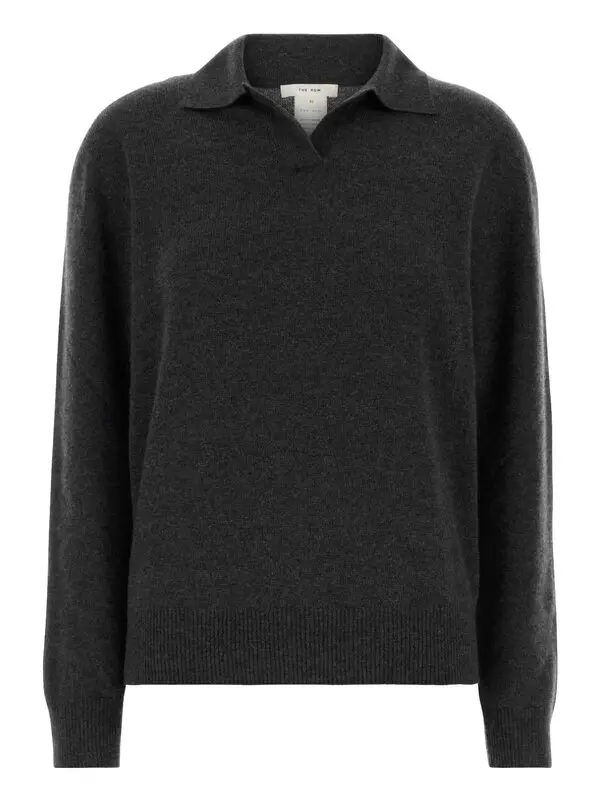 THE ROW 100% Cashmere Polo Shirt - Grey