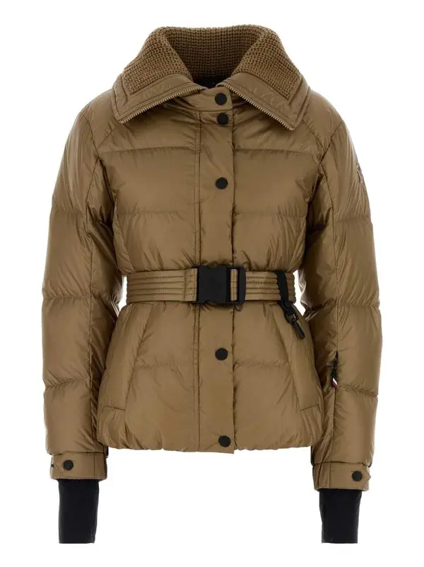 Moncler Quilted Down Jacket With Belt - Camel