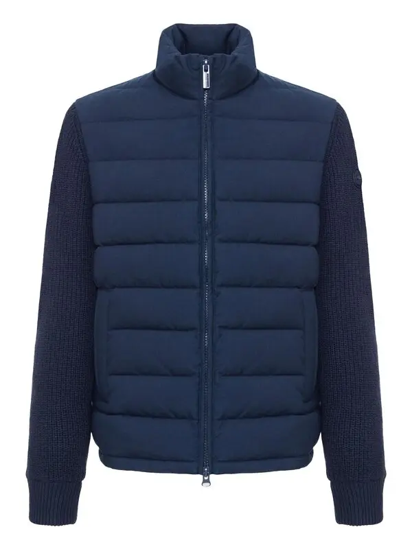 COLMAR Hybrid Puffer Jacket With Knit Sleeves - Navy Blue