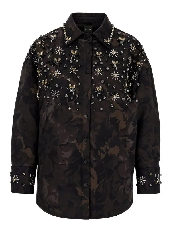 Pinko Embellished Camouflage Shirt Jacket - Mult.verde/nero