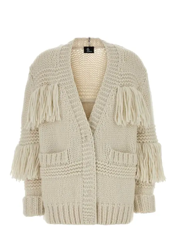 Moncler Crochet Fringe Cardigan - White