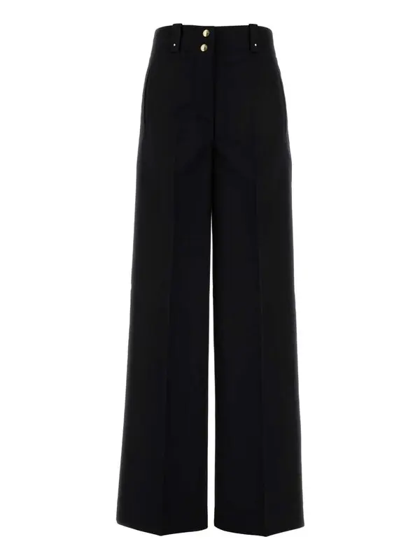 Moncler Palazzo Pants In Polyester-virgin Wool Blend - Black