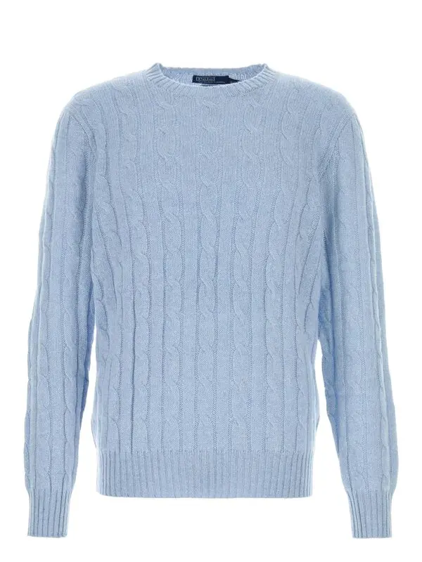 Polo Ralph Lauren 100% Cashmere Cable Knit Sweater - Light Blue