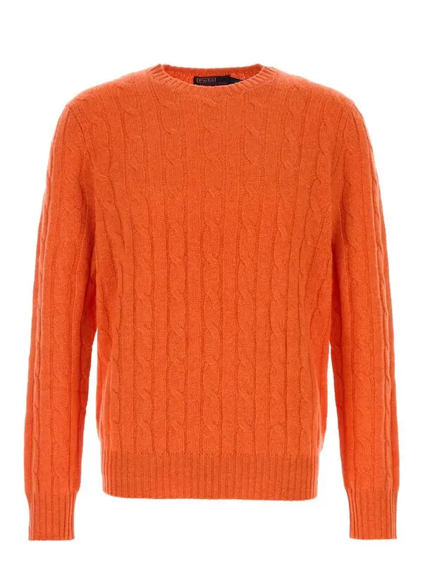 Polo Ralph Lauren Cashmere Crewneck Cable Knit Sweater - Orange