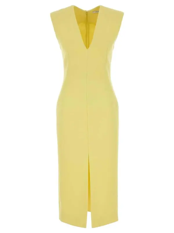Givenchy Stretch Crepe V-neck Dress - Yellow