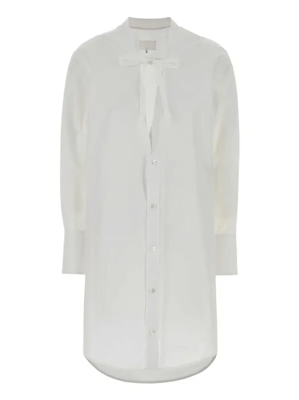 MAISON MARGIELA Cotton Poplin Shirt Dress With Bow Detail - White