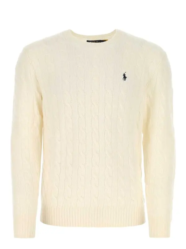 Polo Ralph Lauren Wool-cashmere Blend Cable Knit Crewneck Sweater - White